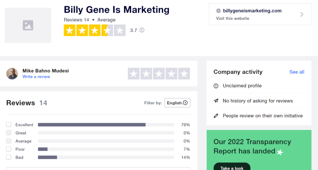 Billy Gene is Marketing Review (Products & Prices)